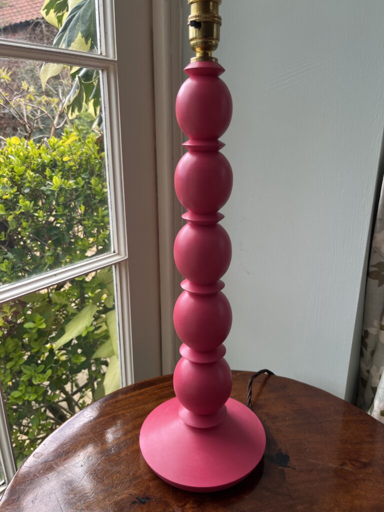 Painted Raspberry Red Bobbin Design Lamp Base | Lovable Lampshades