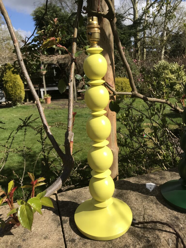 Painted Sunshine Yellow Bobbin Design Lamp Base | Lovable Lampshades